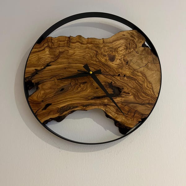 Slim Walnut Wall Clock With Smoky Epoxy – Unique Vertical Wooden Timepiece, Wall Decor, Wood ...