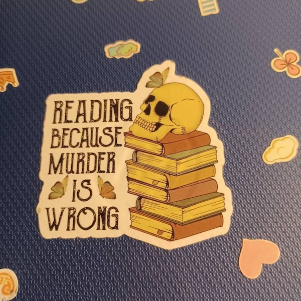 Book Lover Sticker, Book Sticker, Skull Stacked Books Sticker, Book ...