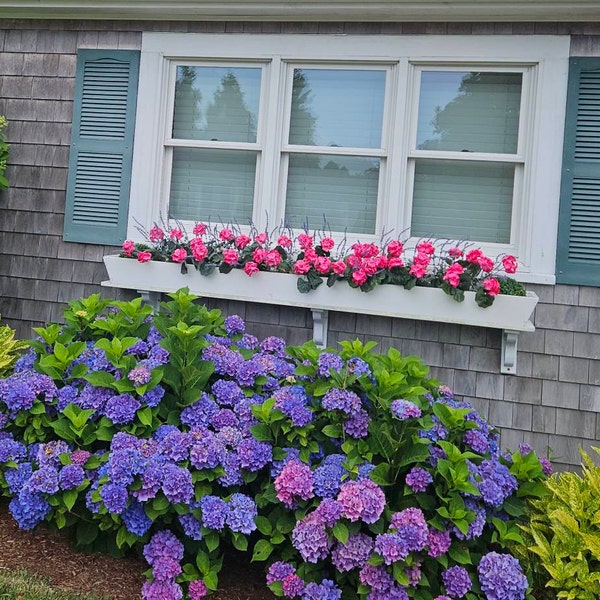 Window Box Silk Flower Arrangement Purple Geraniums Assorted Red Pink ...