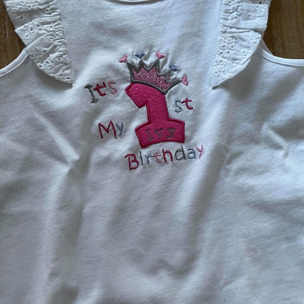 1st Birthday Applique Machine Embroidery Design, Princess Crown, Girl's ...