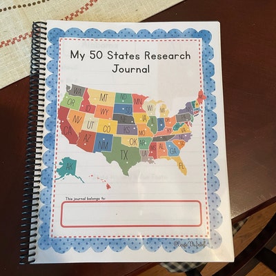 50 States Research Journal - Etsy
