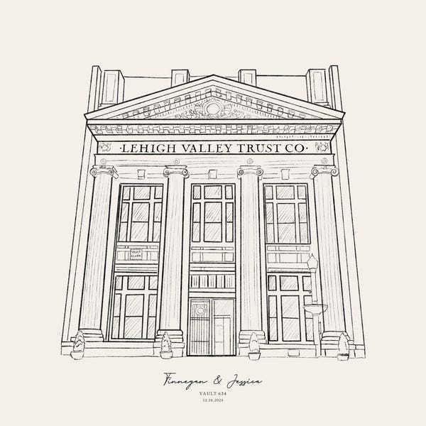 Hand Drawn Wedding Venue Print, Venue Line Art Sketch, Wedding Gift ...