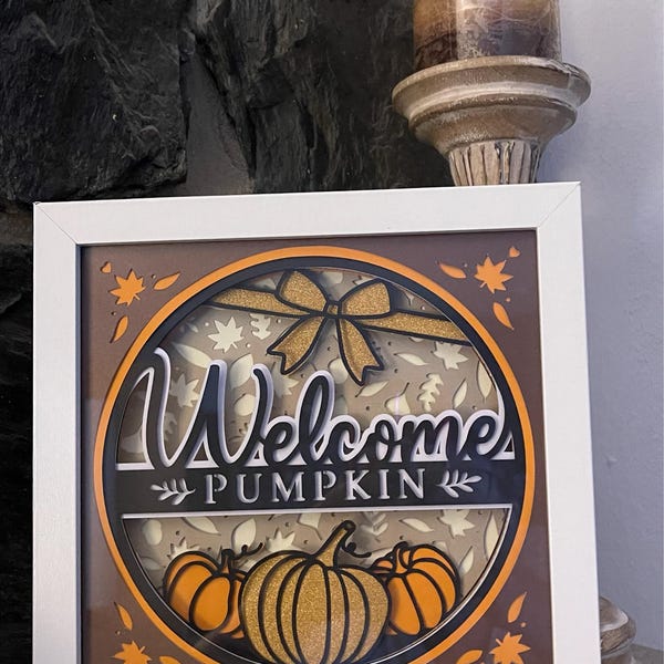 3D Welcome Pumpkin Shadow Box, Thanksgiving SVG, Pumpkin Shadow Box ...