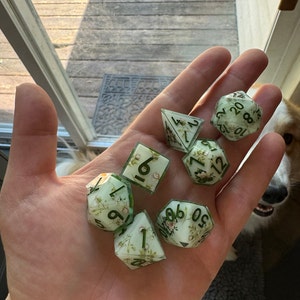 Shipwrecked Handmade Sharp Dice Teal/white/clear Resin Cast Dice Set of ...