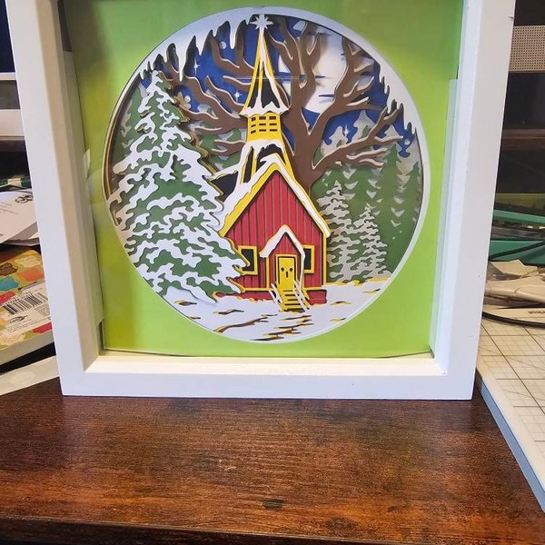 Rustic Church 3D Shadow Box SVG/ Church Christmas Papercut Art/ Winter ...
