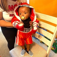Baby Boxer Outfit With Wearable Custom Gloves, Jacket, and Shorts ...