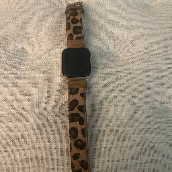 Leopard Apple Watch Band Women, Leather Apple Watch Strap Series 10 9 8 ...