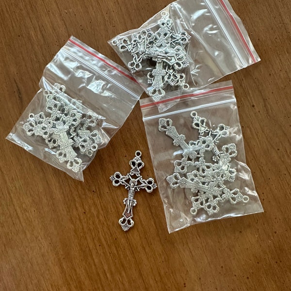 Ornate Jesus Crucifix Crosses 43mm Long - Available in Silver, Bronze ...