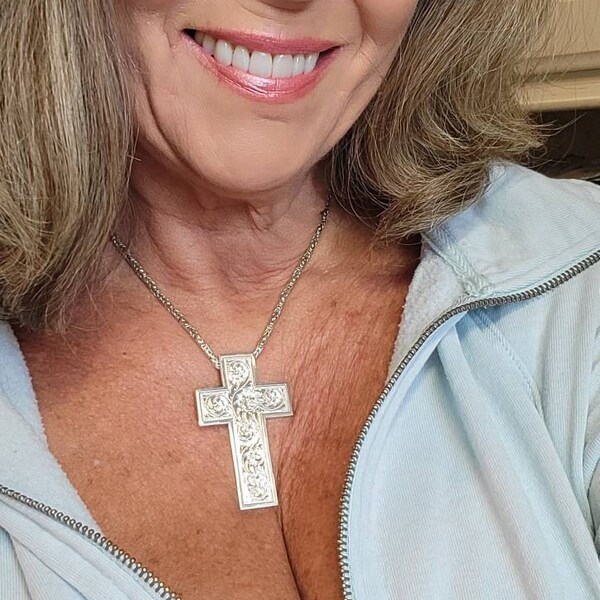 Sterling Silver, Hand Engraved Cross - Etsy