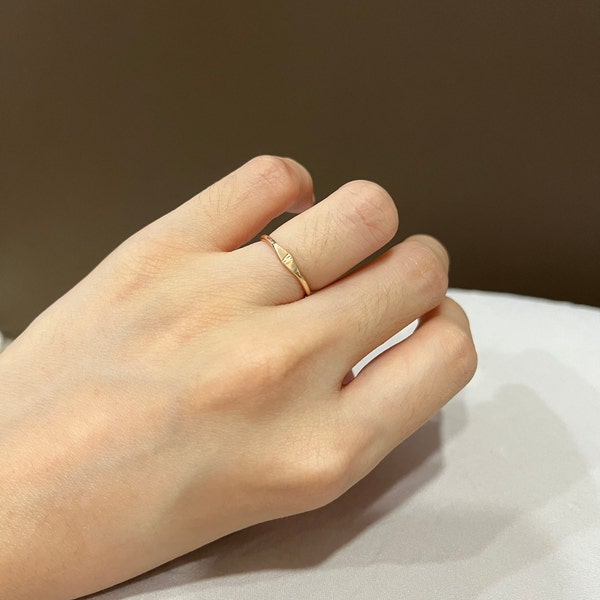 Tiny Initial Ring, Gold Fill or Sterling Silver, Personalizable Letter Ring by Lumin Jewelry ...