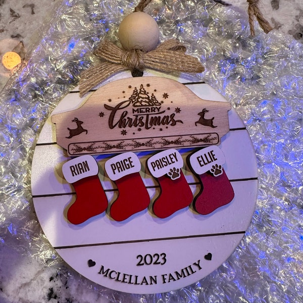 Custom Wooden Family Christmas Ornament 2023 3dlaser Cut Personalized ...