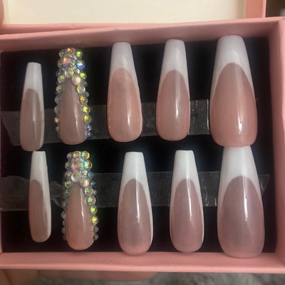 Graffiti Nails With Crystal Rhinestones Press on Nails - Etsy