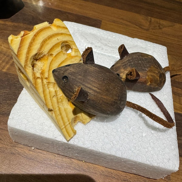 Wooden Mice and Cheese - Etsy