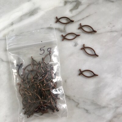 Dark Copper Christian Fish Charms Coppertone 2-sided Ichthys Jesus Fish ...