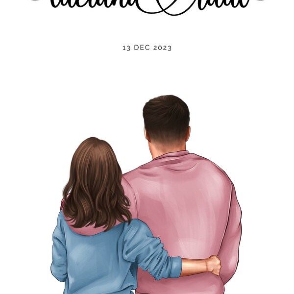 Personalised Couple Print, Couples Gift, Gift for Her, Boyfriend ...