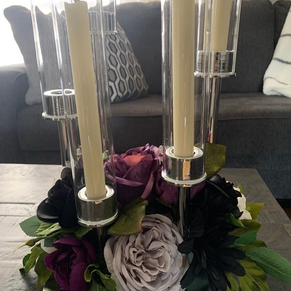 Hoop Centerpiece With Tiered Platform Stand. Metal Hoop Attached to a 3 ...
