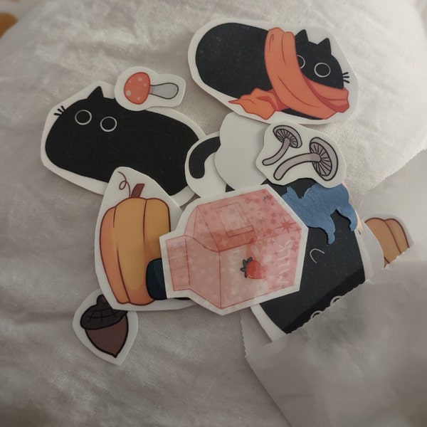 Autumn Cat Sticker Bundle / Sticker Pack / Hydroflask Stickers / Vinyl ...