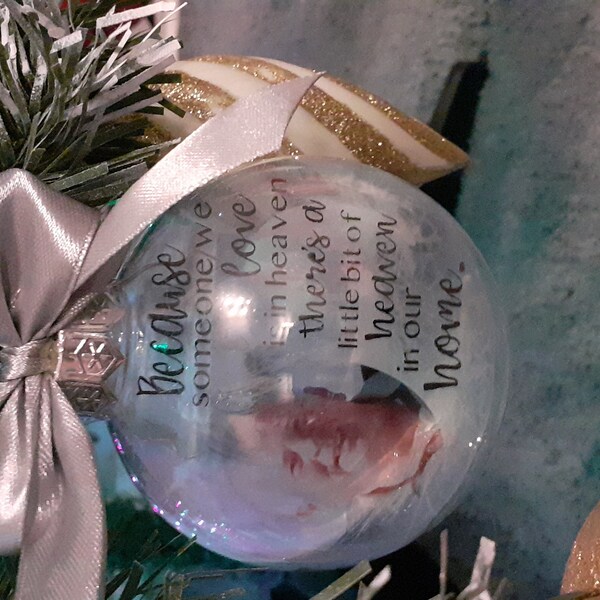 Memory Bauble, With a Photo of Your Loved One With a Beautiful White ...