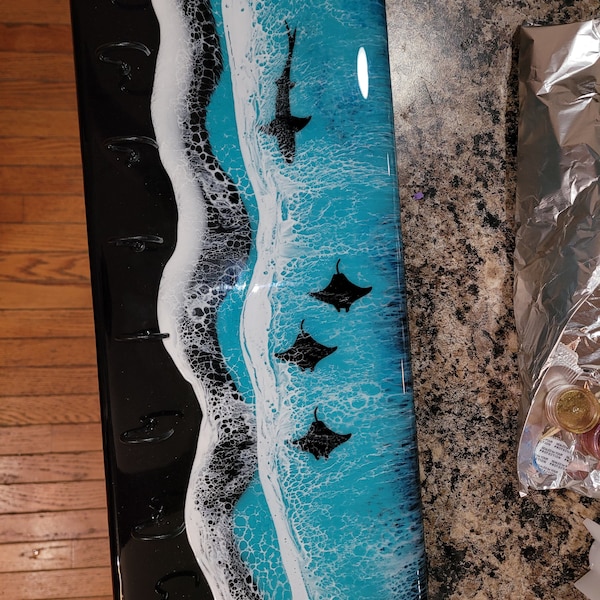 Black Ocean Wave Epoxy Resin Key Hook - Etsy