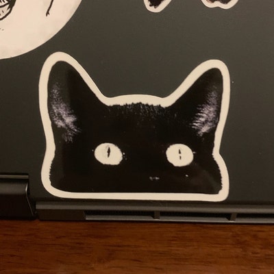 Black Cat Laptop Sticker Cat MacBook Sticker Peeping Cat - Etsy