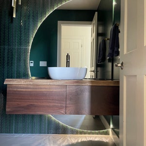 Semicircle Bathroom Mirror With LED, Round Led Light Mirror, Large Led ...