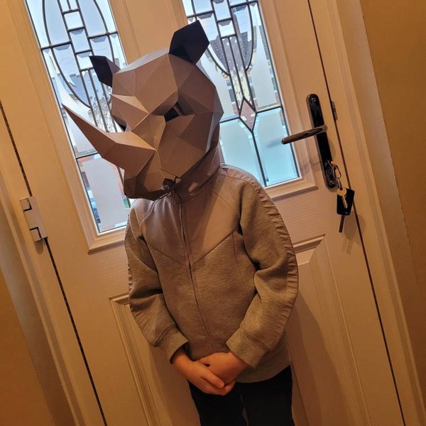 Rhino Mask | DIY Paper Mask, Printable Template, Papercraft, 3D Mask ...