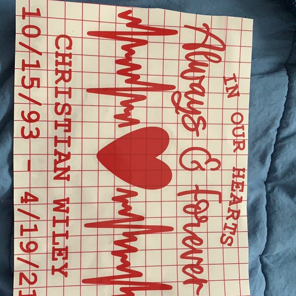 In Our Hearts Always & Forever in Memory Decal - Memorial Decal ...