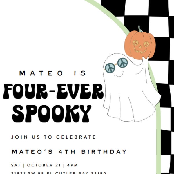 Two Spooky Invitation Template, Two Spooky Birthday, Halloween Party ...