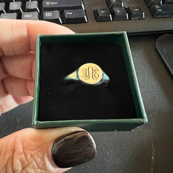 14K Signet Ring-personalized Ring-monogram Ring-gold Ring-personalized Jewelry-engraved Ring ...