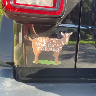 Support Your Local Farmer Bumper Sticker Brown & White Goat Die Cut ...