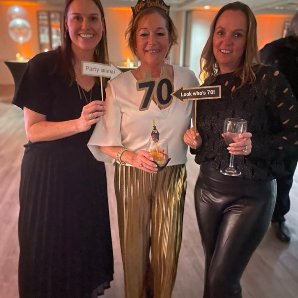 70th Photo Booth Props | FULLY ASSEMBLED | 70th Birthday Photo Booth ...