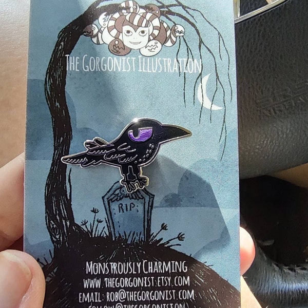 Side Eye Crow Grumpy Raven Enamel Pin - Etsy