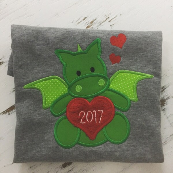Valentine Dragon Applique Machine Embroidery Design-instant DOWNLOAD - Etsy