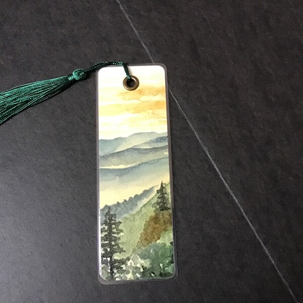 Mountain Bookmarks Handmade Bookmark Laminated With Tassel Watercolor ...