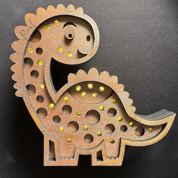 Kids Wooden Led Night Lamps Bundle, 3D Baby Night Light Lamp Laser Cut ...