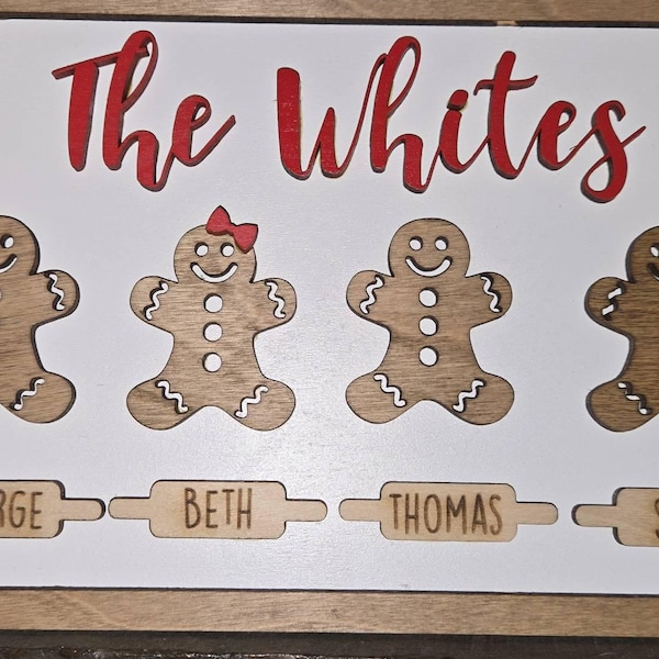 Gingerbread Family Sign, Christmas Home Decor, Personalized Gingerbread ...