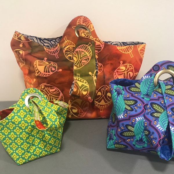 Bindle Bag Project Bag W/ Grommet Tote Pattern Reversible! 2 Sizes ...