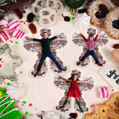 Christmas Baking Flour Angel Kids Cookies Digital Backdrop Photography ...