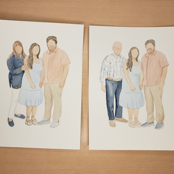 Custom Faceless Family Portrait | Hand-painted Watercolor Art ...