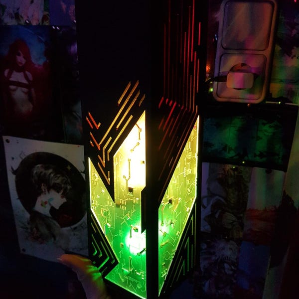 Circuit Board Lamp | Cyber Style Decoration Lamp RGB LED | Handmade ...