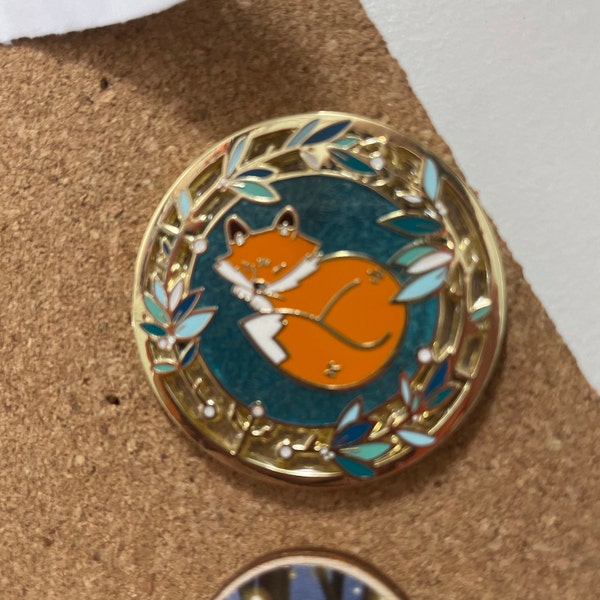 Cute Fox Pin : a Stained Glass Enamel Pin Featuring a Kawaii Sleeping ...