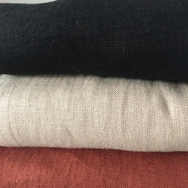 Linen Fabric Black, Washed Softened Linen Fabric Fabric by the Yard or ...