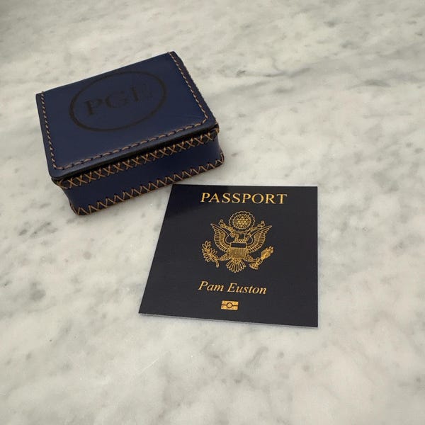 Leather Square Business Card Holder for Men Square Business Card Case 2 ...