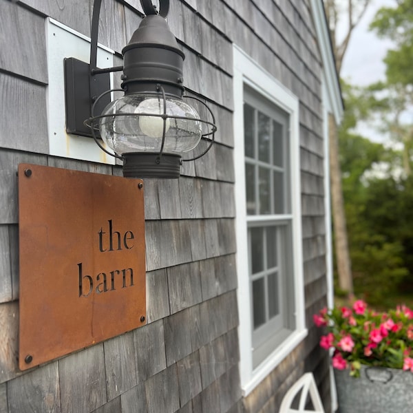 Square Corten Steel House Sign, Rusty House Steel, Name Sign, Weathered ...