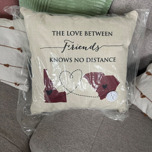 Personalized Long Distance Friendship Pillow: Two State Map Gift - Etsy