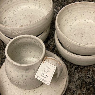 Handmade Ceramic Dinnerware Set Personalized With Name Set With Plates ...