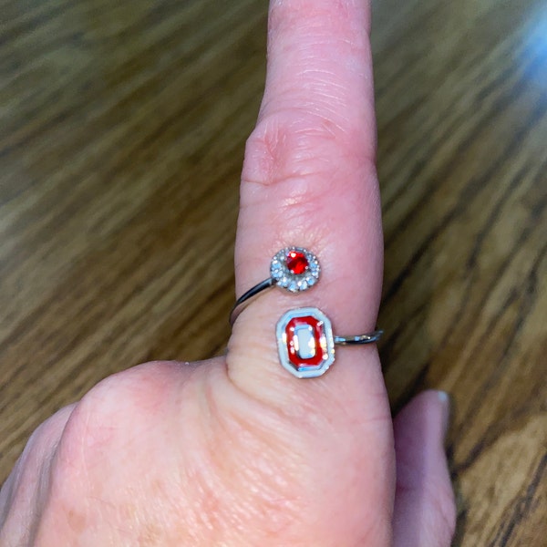 OSU Buckeye Grey Block O and White and Scarlet Crystal Bead Charm - Etsy