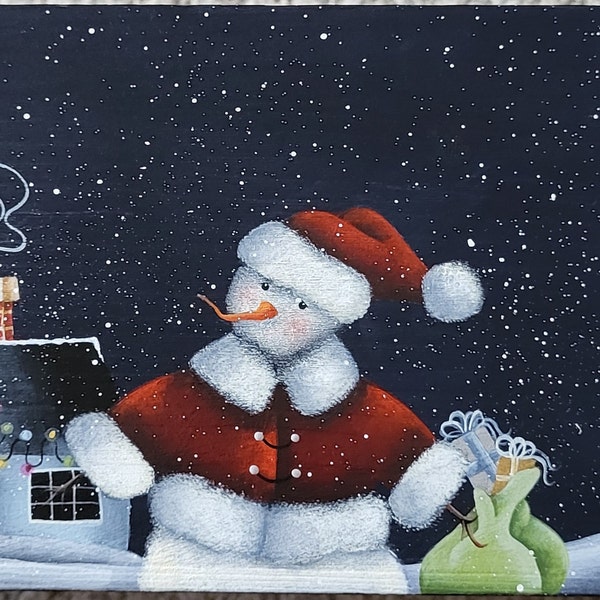 Christmas Magic Snowman Santa Christmas Holiday Winter Tole Painting ...