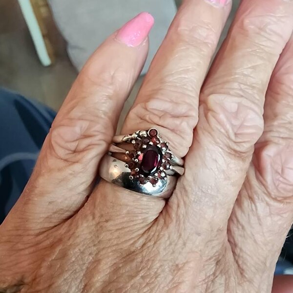 Vintage 18ct Gold Ruby & Diamond Halo Ring Stacker Size Uk N1/2 USA 7 ...