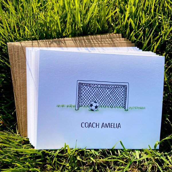 Personalized Soccer Net Stationery - Soccer Note Cards - Folded Notes ...